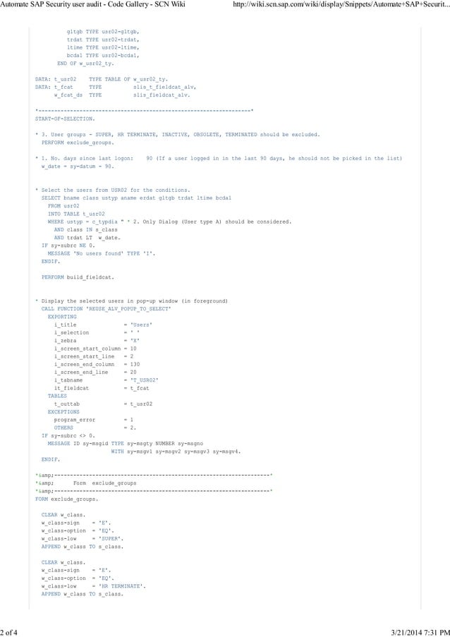Automate sap security user audit | PDF | Operating Systems | Computer Software and Applications