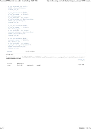 Automate sap security user audit | PDF | Operating Systems | Computer Software and Applications