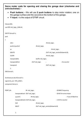 Automatic Garage System using VHDL | DOCX