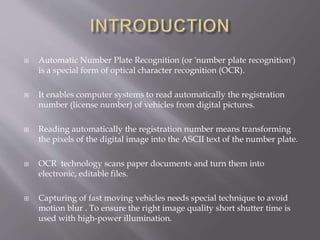 Automatic number-plate-recognition | PPTX