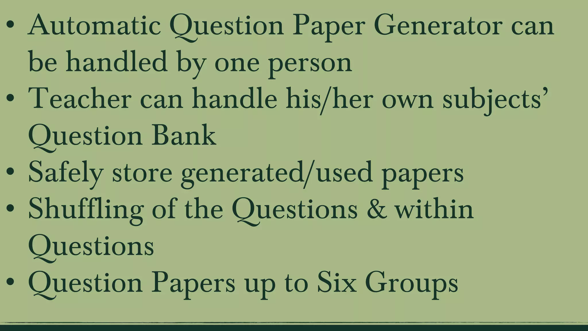 Automatic Question Paper Generator | PPT