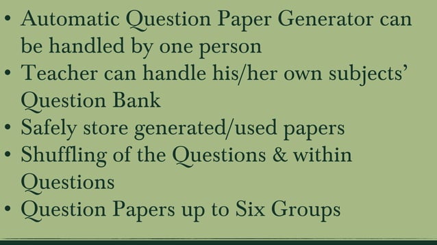 Automatic Question Paper Generator | PPT