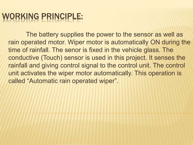 Automatic rain operated wiper | PPTX