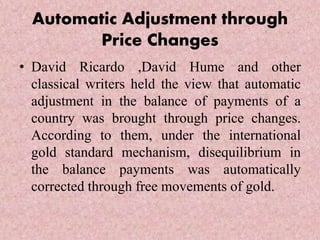 Automatic adjustment in Balance of Payments | PPTX
