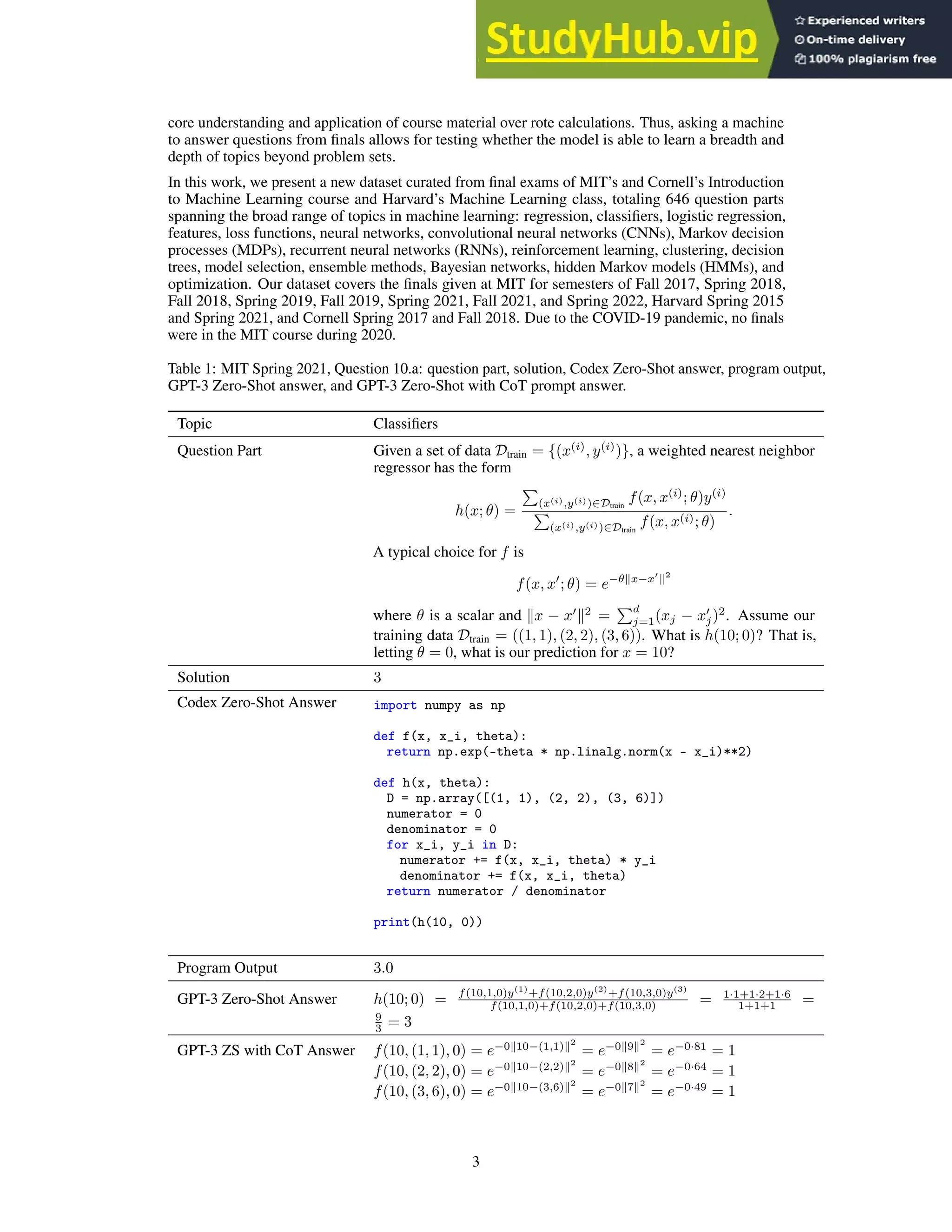 Automatically Answering And Generating Machine Learning Final Exams | PDF
