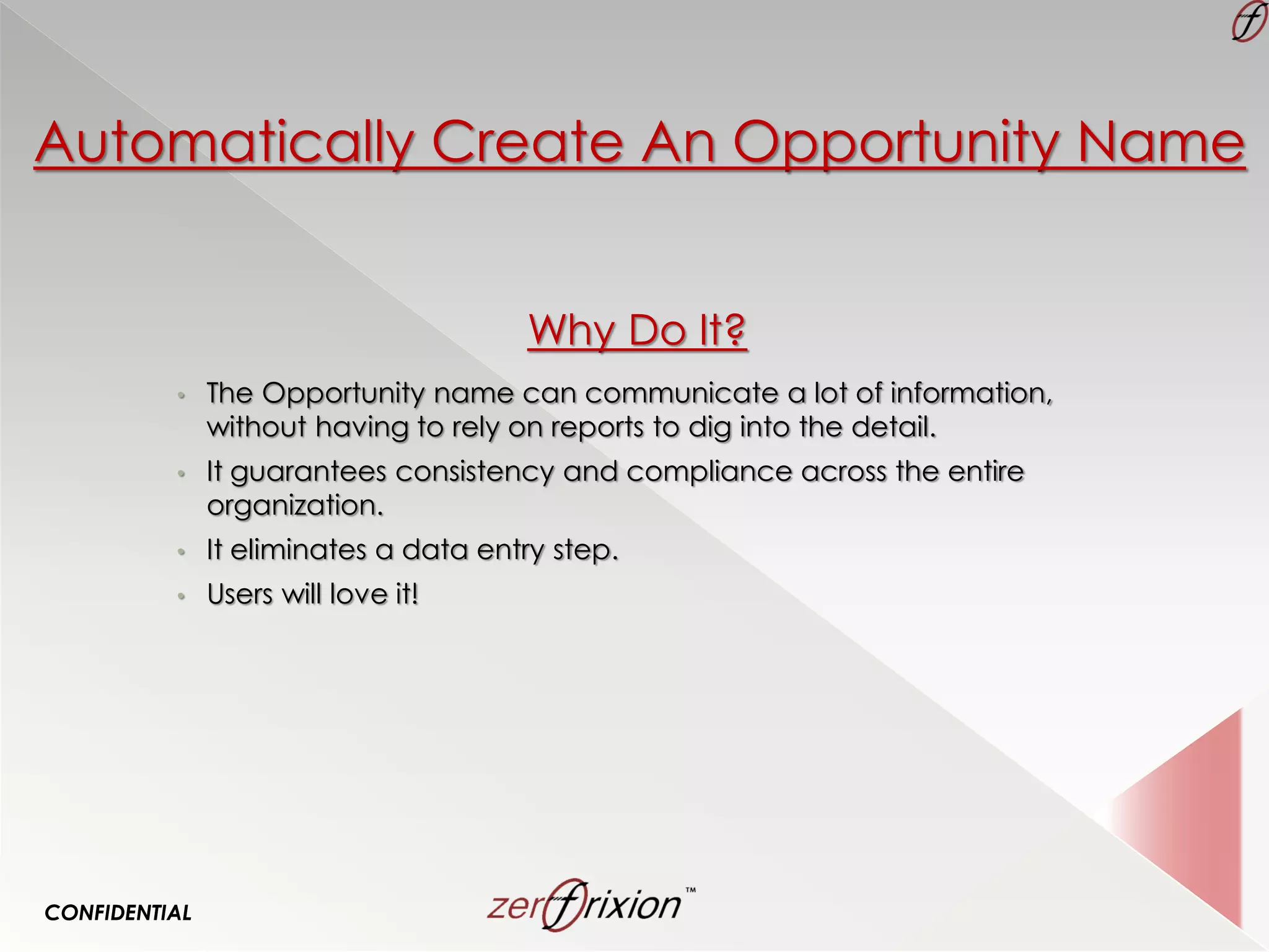 Hot Tip! - Automatically name an opportunity | PPT