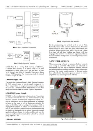 Automatic and low cost saline level monitoring system using wireless bluetooth module and cc2500 ...