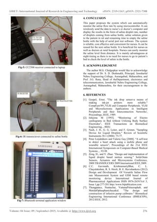 Automatic and low cost saline level monitoring system using wireless bluetooth module and cc2500 ...