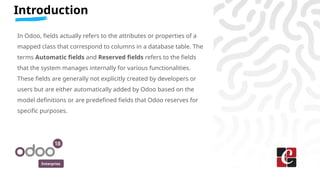 Automatic and Reserved Fields in Odoo 18 | PPTX