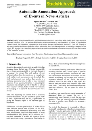 Automatic Annotation Approach Of Events In News Articles | PDF | Web Development | Internet