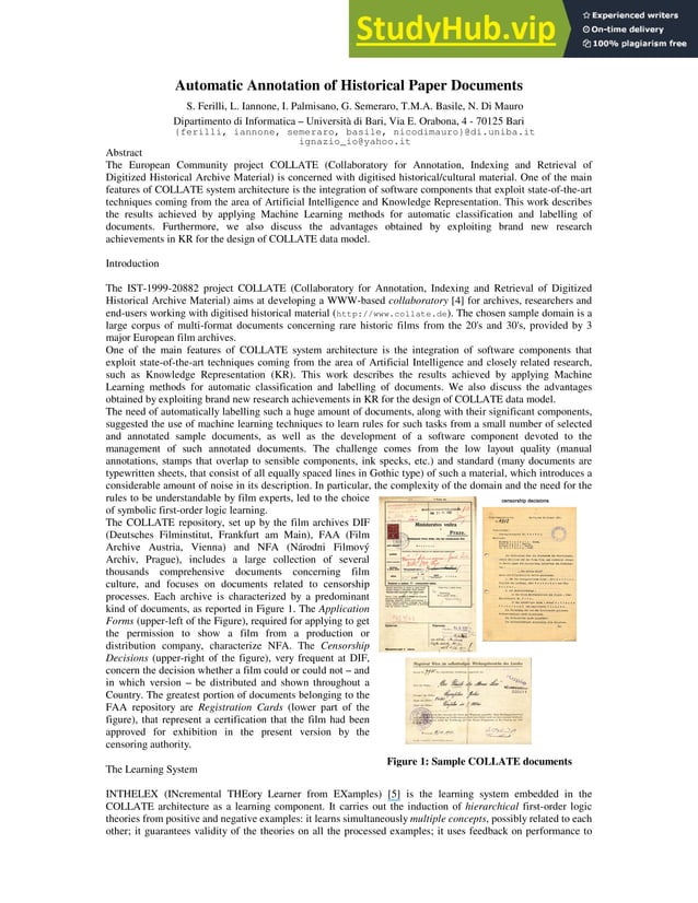 Automatic Annotation Of Historical Paper Documents | PDF