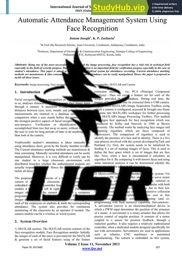 Automatic Attendance Management System Using Face Recognition | PDF ...