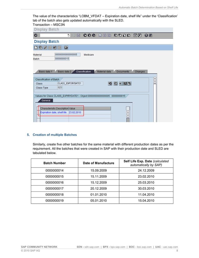 SAP Automatic batch determination | PDF