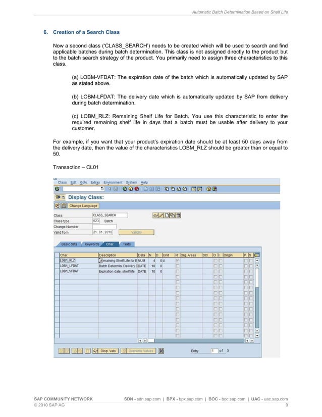 Automatic batch determination based on shelf life | PDF Automatic batch determination based on shelf life | PDF