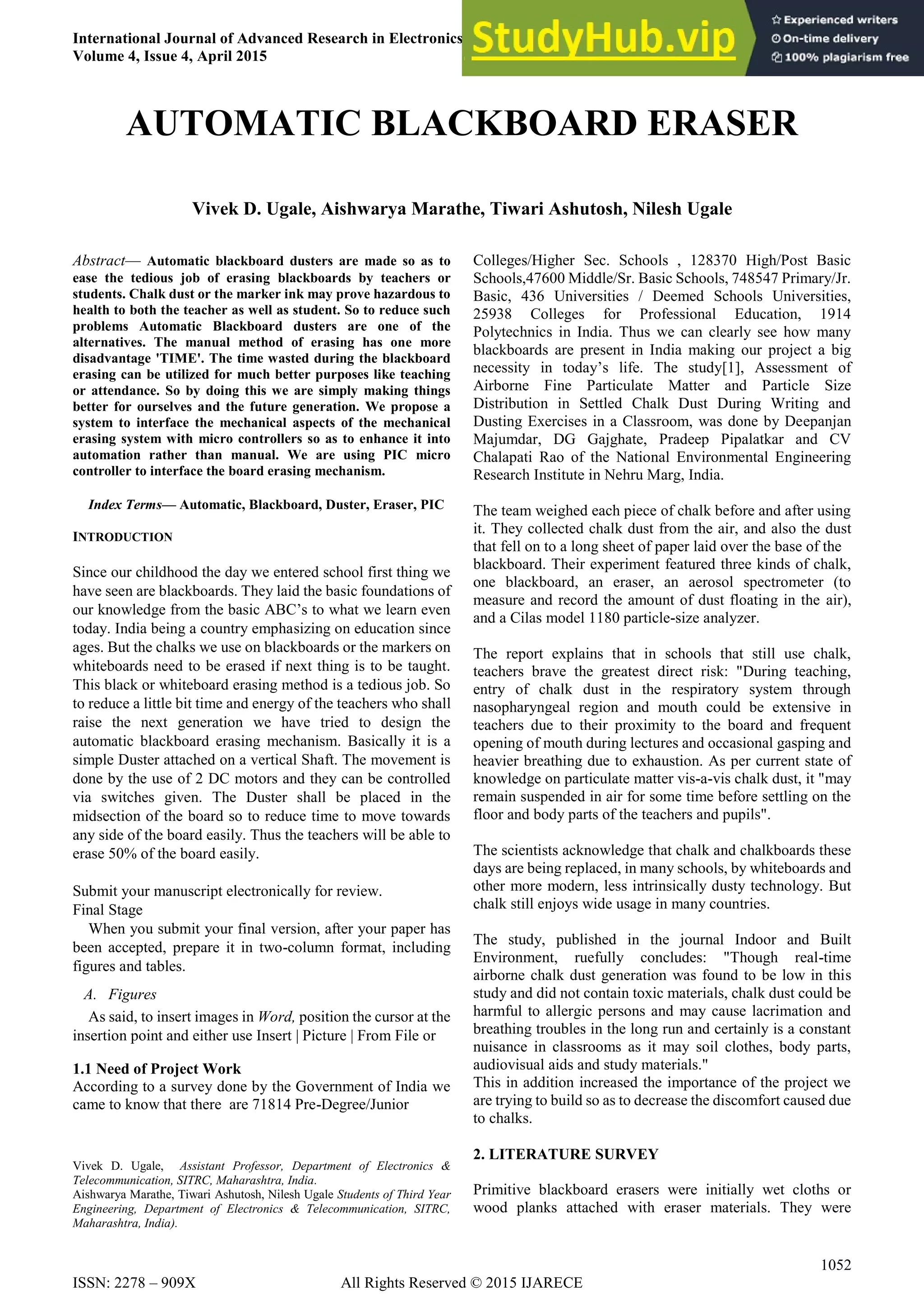 AUTOMATIC BLACKBOARD ERASER | PDF