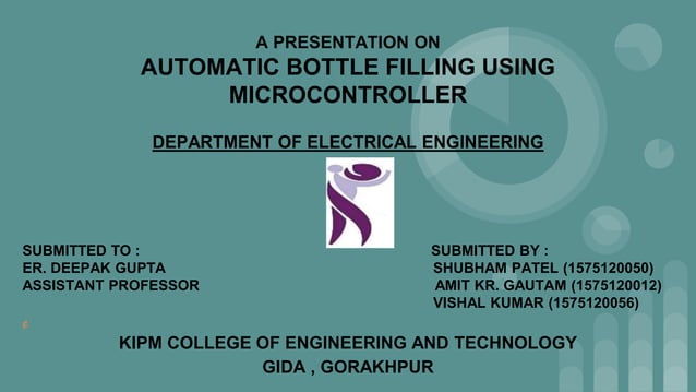 Automatic bottle filling system using microcontroller | PPTX | Computing | Technology & Computing