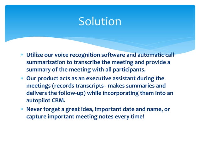 Automatic call summarization with crm integration | PPT