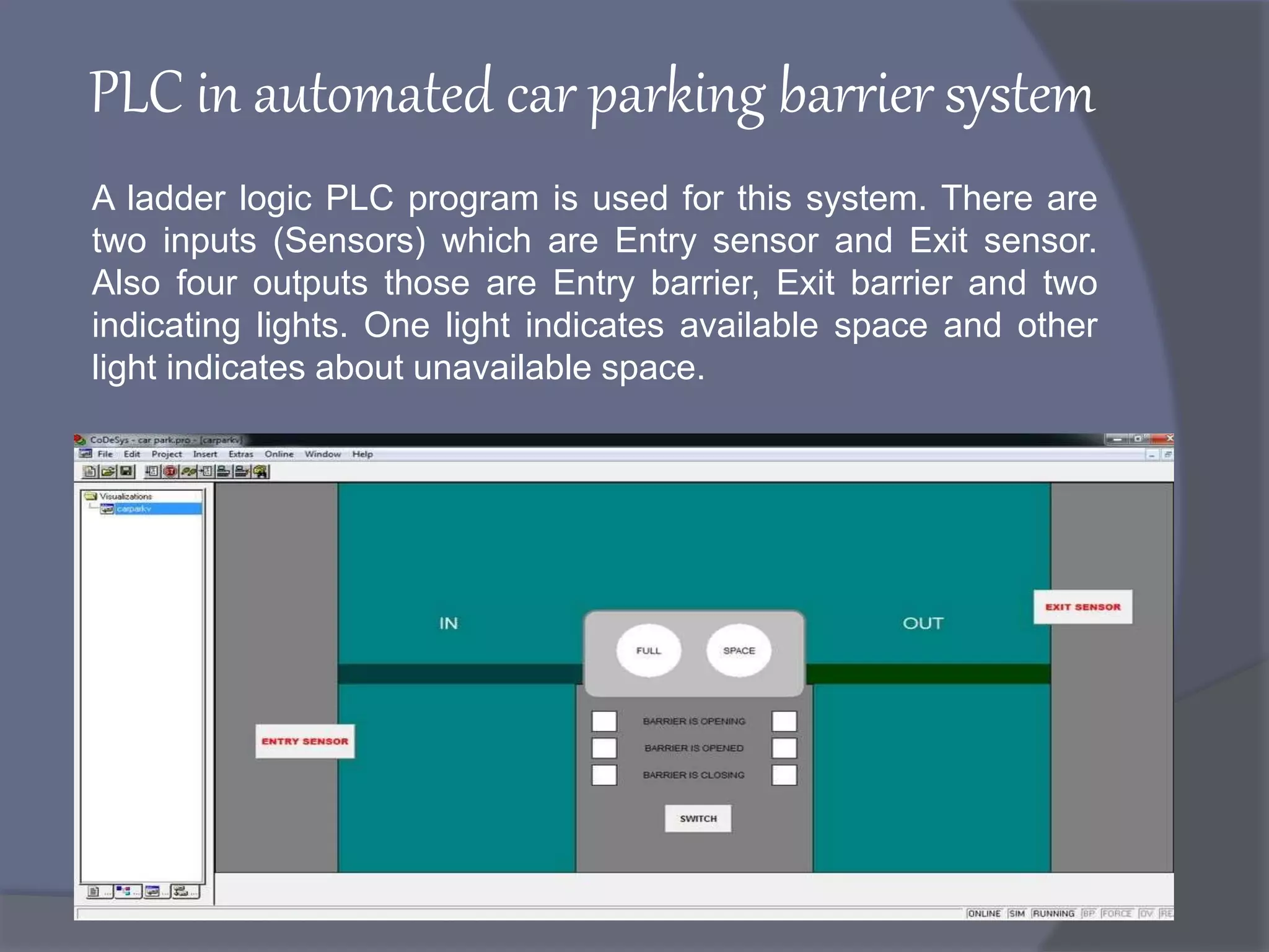Automatic car parking barrier system using plc presentation | PPTX