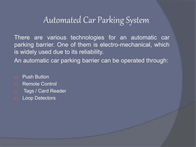 Automatic car parking barrier system using plc presentation | PPTX