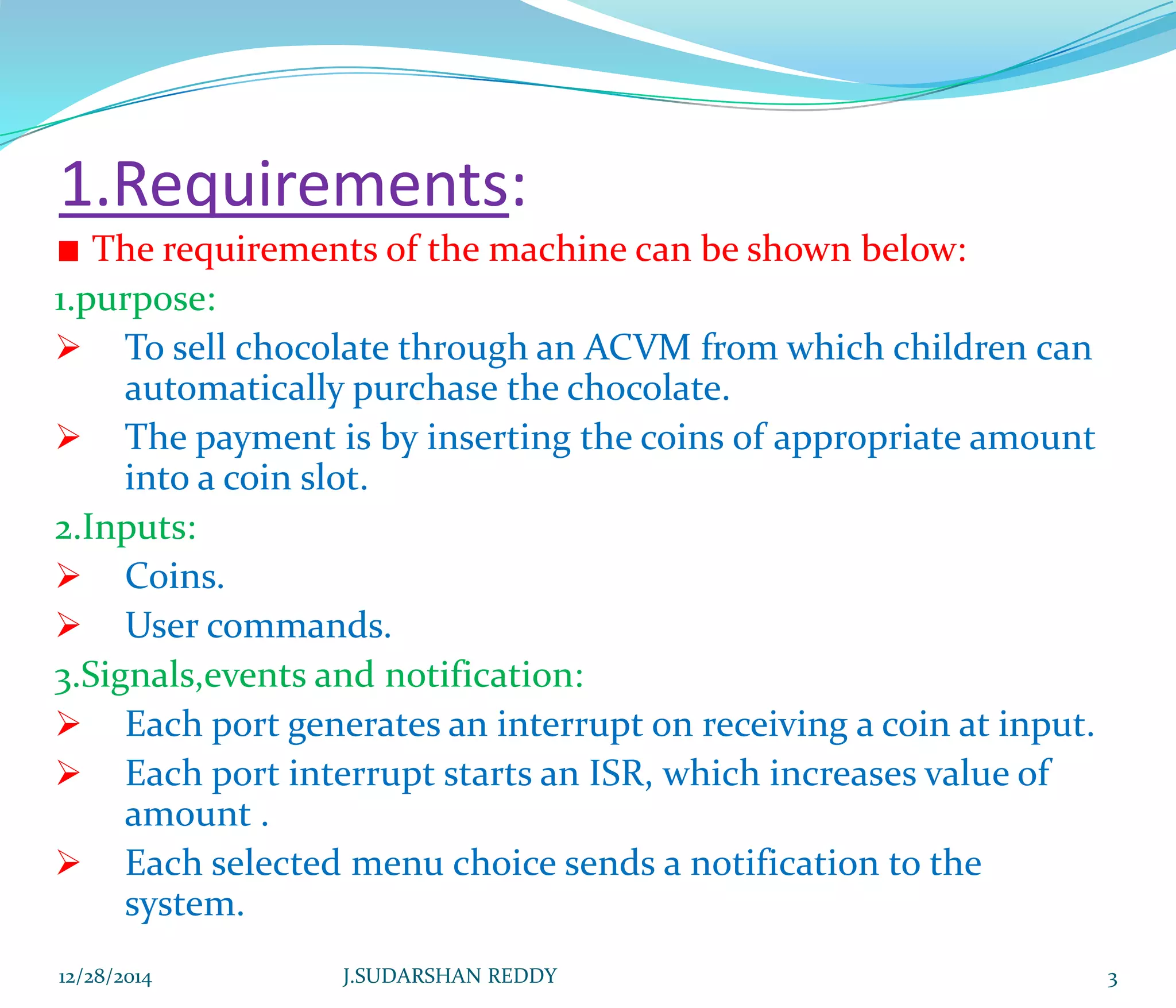Automatic chocolate vending machine using mucos rtos ppt | PPTX