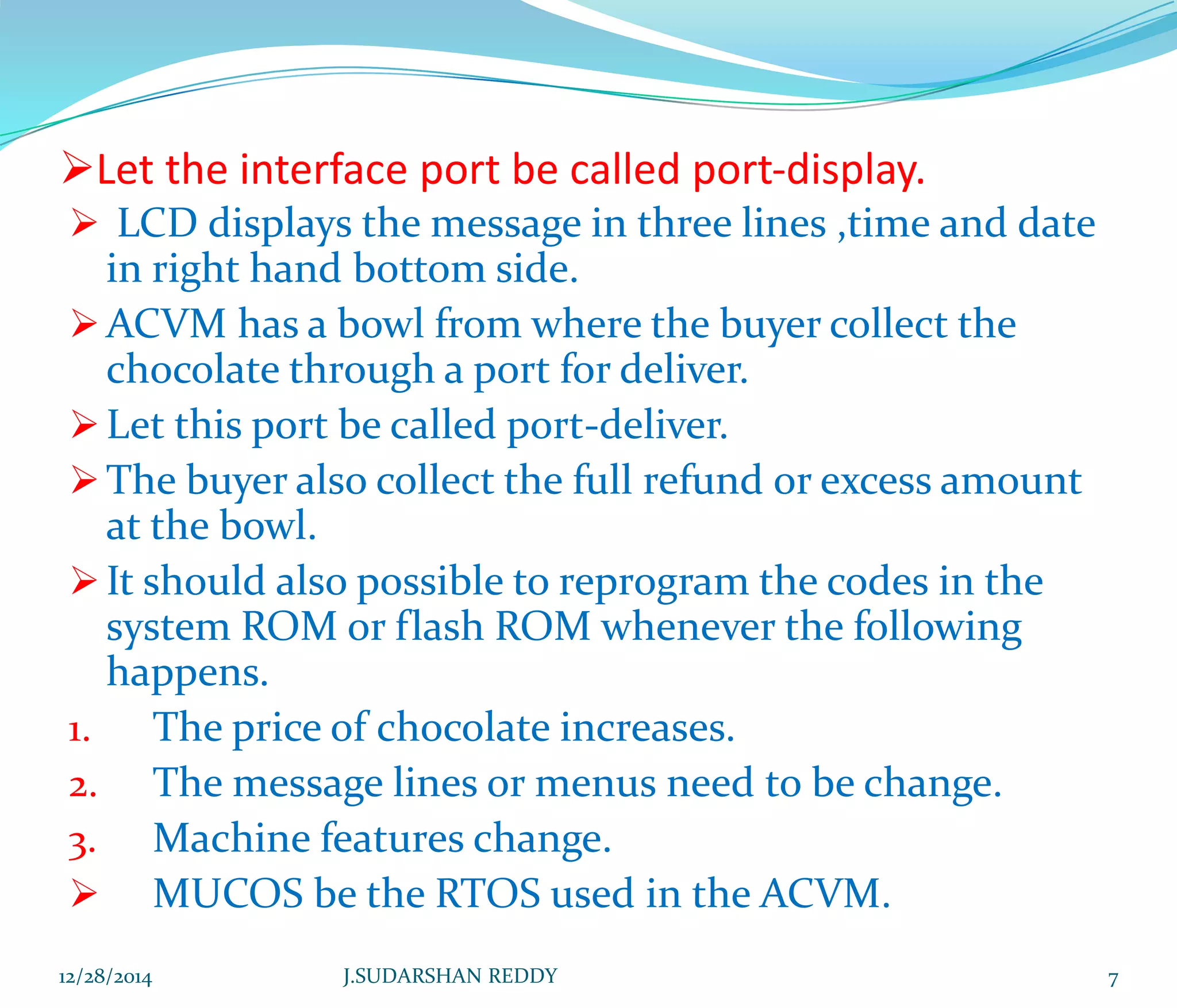 Automatic chocolate vending machine using mucos rtos ppt | PPTX