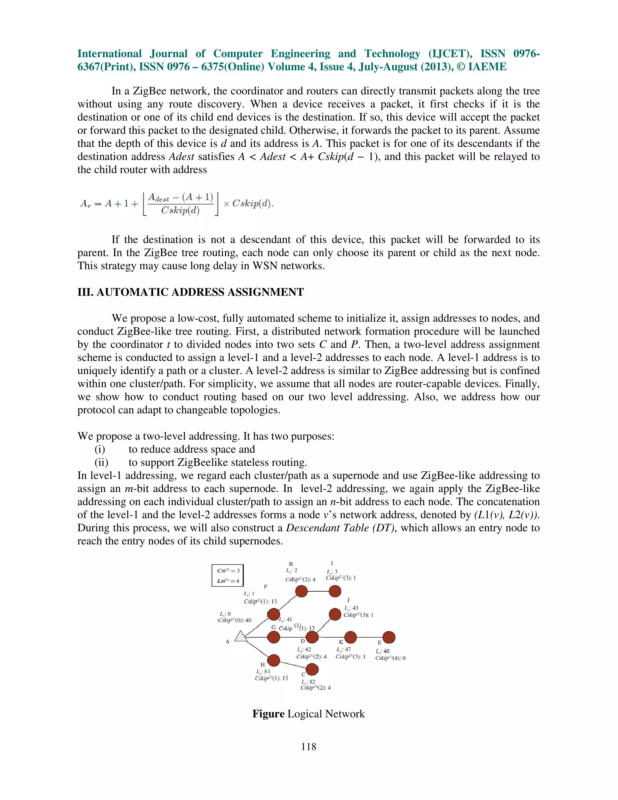 Automatic Cluster Formation And Assigning Address For Wireless Sensor