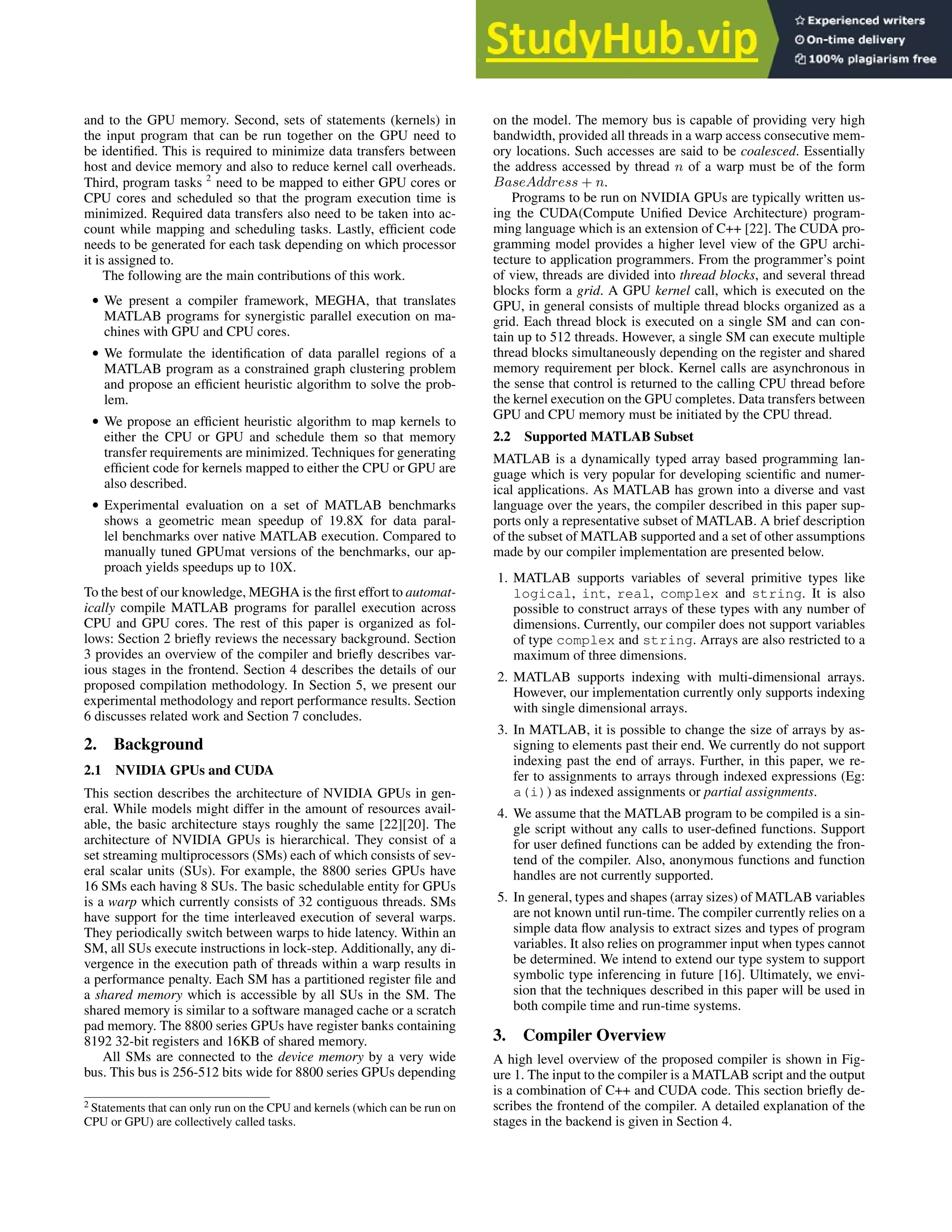 Automatic Compilation Of Matlab Programs For Synergistic Execution On Heterogeneous Processors Pdf
