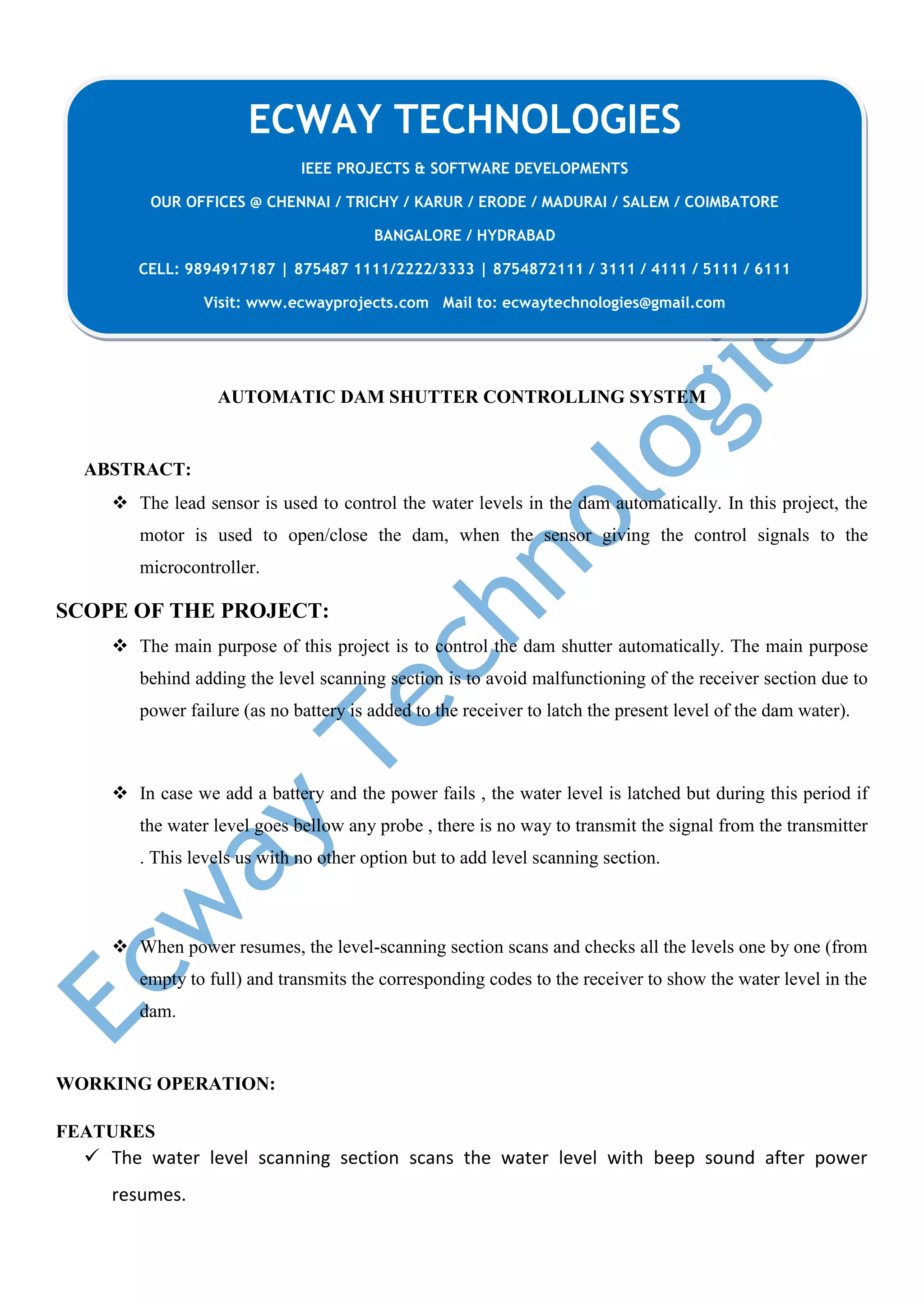 Automatic dam shutter controlling system | DOCX