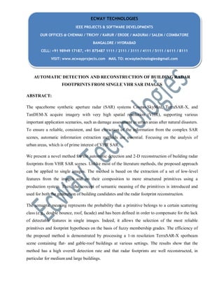 Automatic detection and reconstruction of building radar footprints from single vhr sar images | PDF