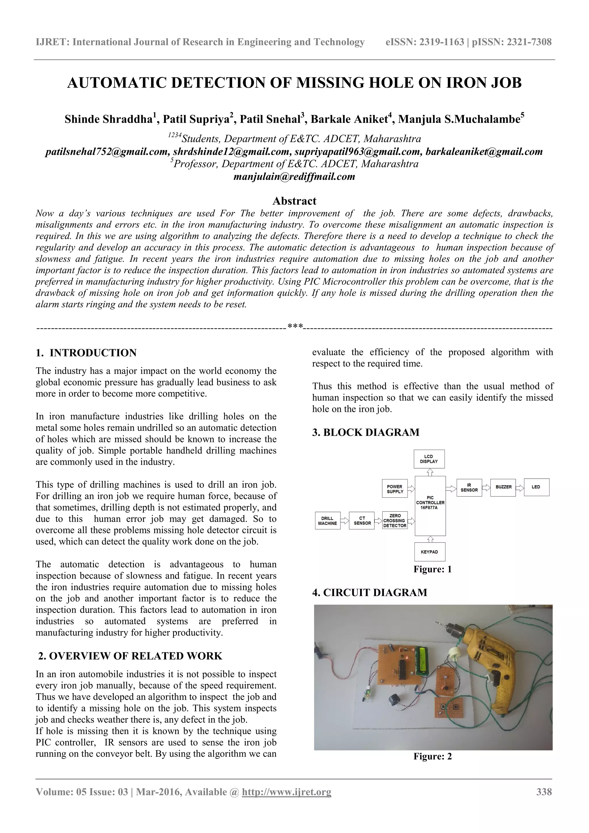 Automatic detection of missing hole on iron job | PDF