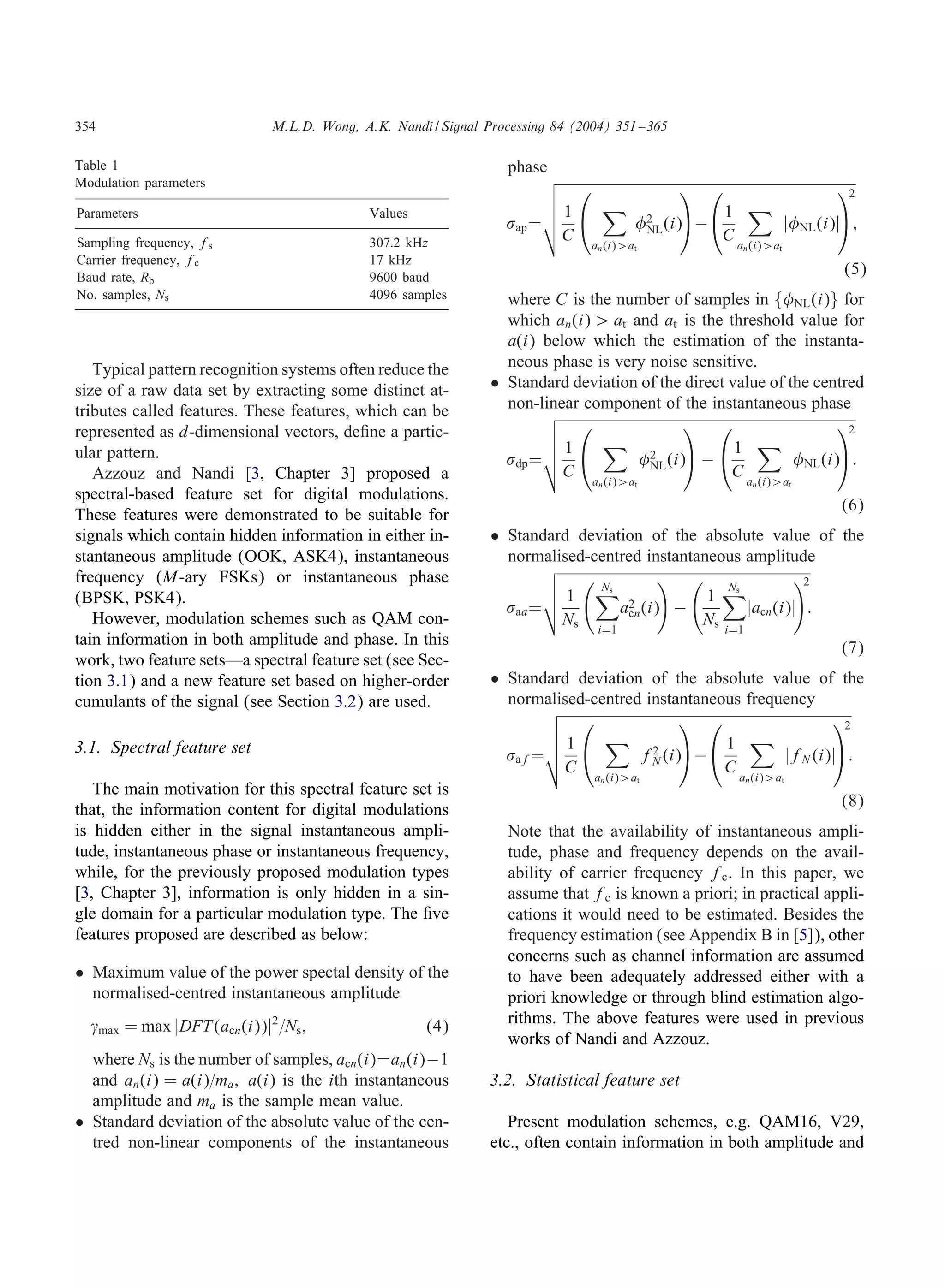 Automatic digital modulation recognition using articial | PDF