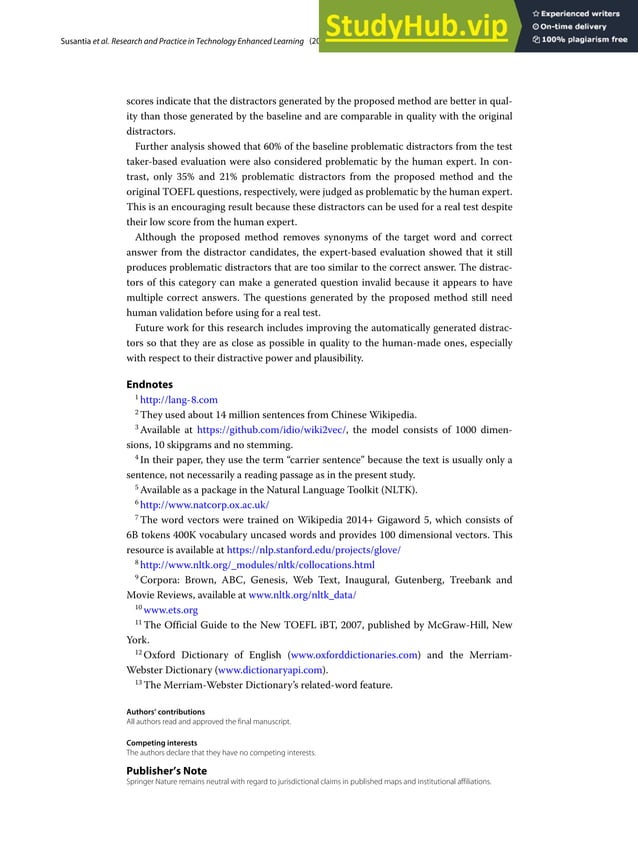 Automatic Distractor Generation For Multiple-Choice English Vocabulary Questions | PDF