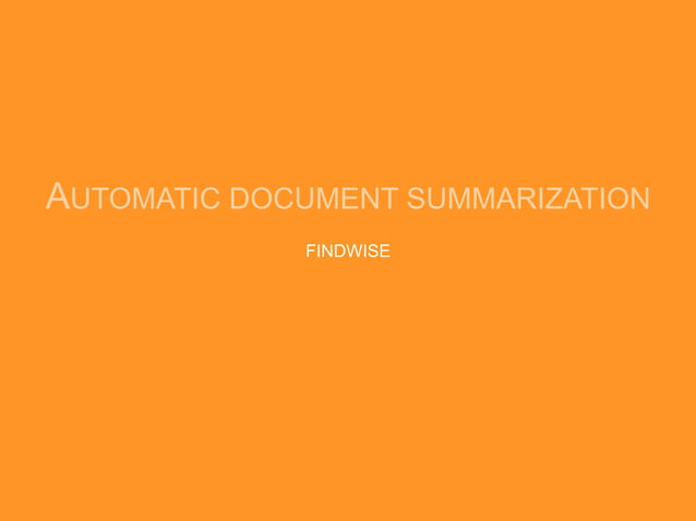 Automatic Document Summarization | PPT