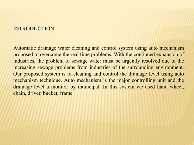 Automatic drain cleaning system | PPTX