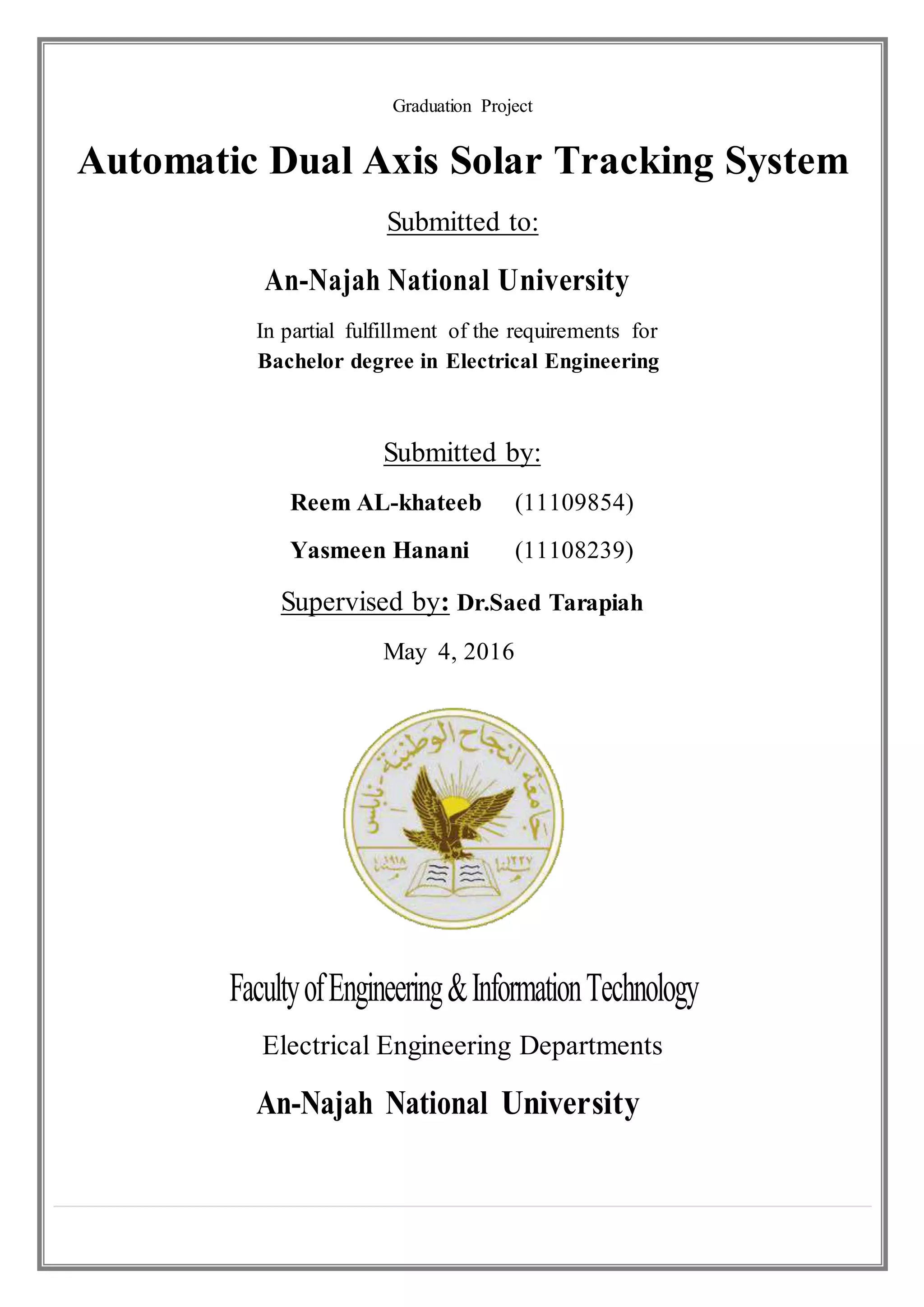 Automatic dual axis solar tracking system(eee499.blogspot.com) | PDF