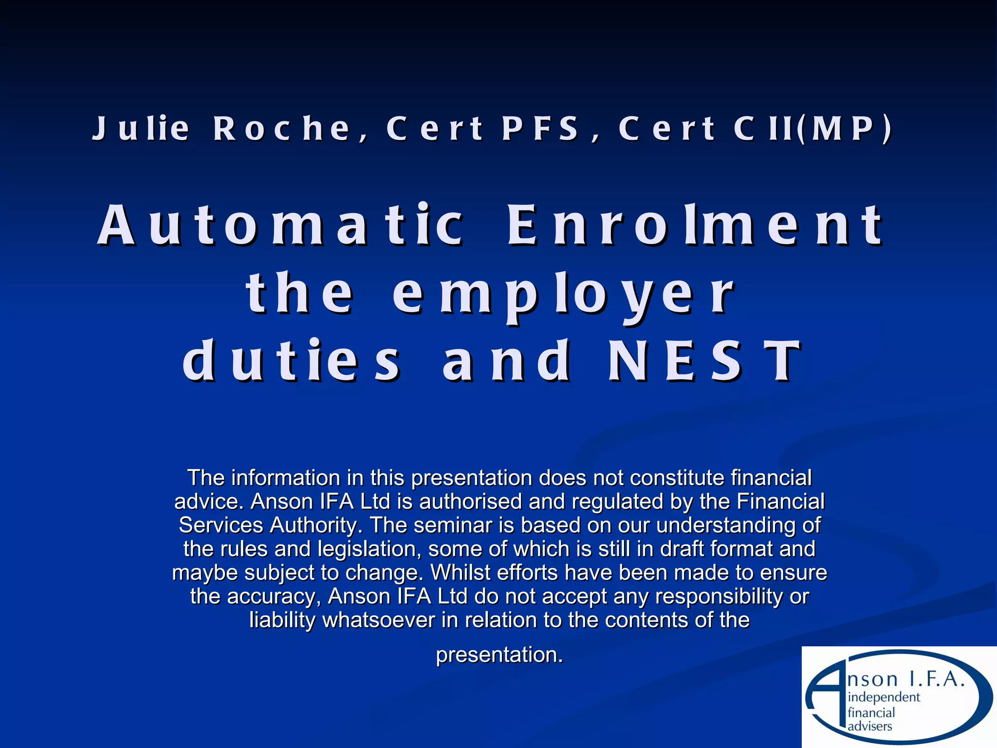 Automatic enrolment | PPT
