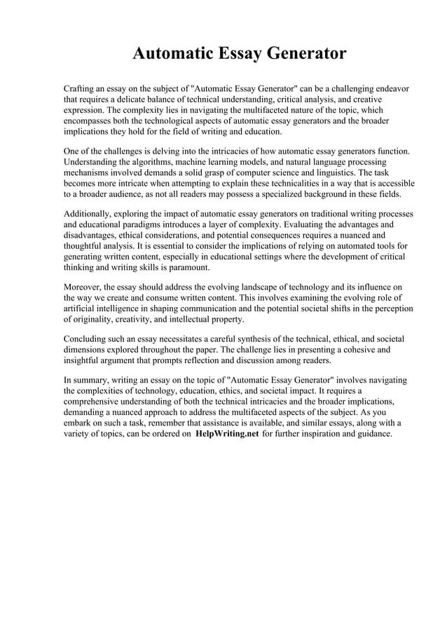 Automatic Essay Generator | PDF | Artificial Intelligence | Technology ...