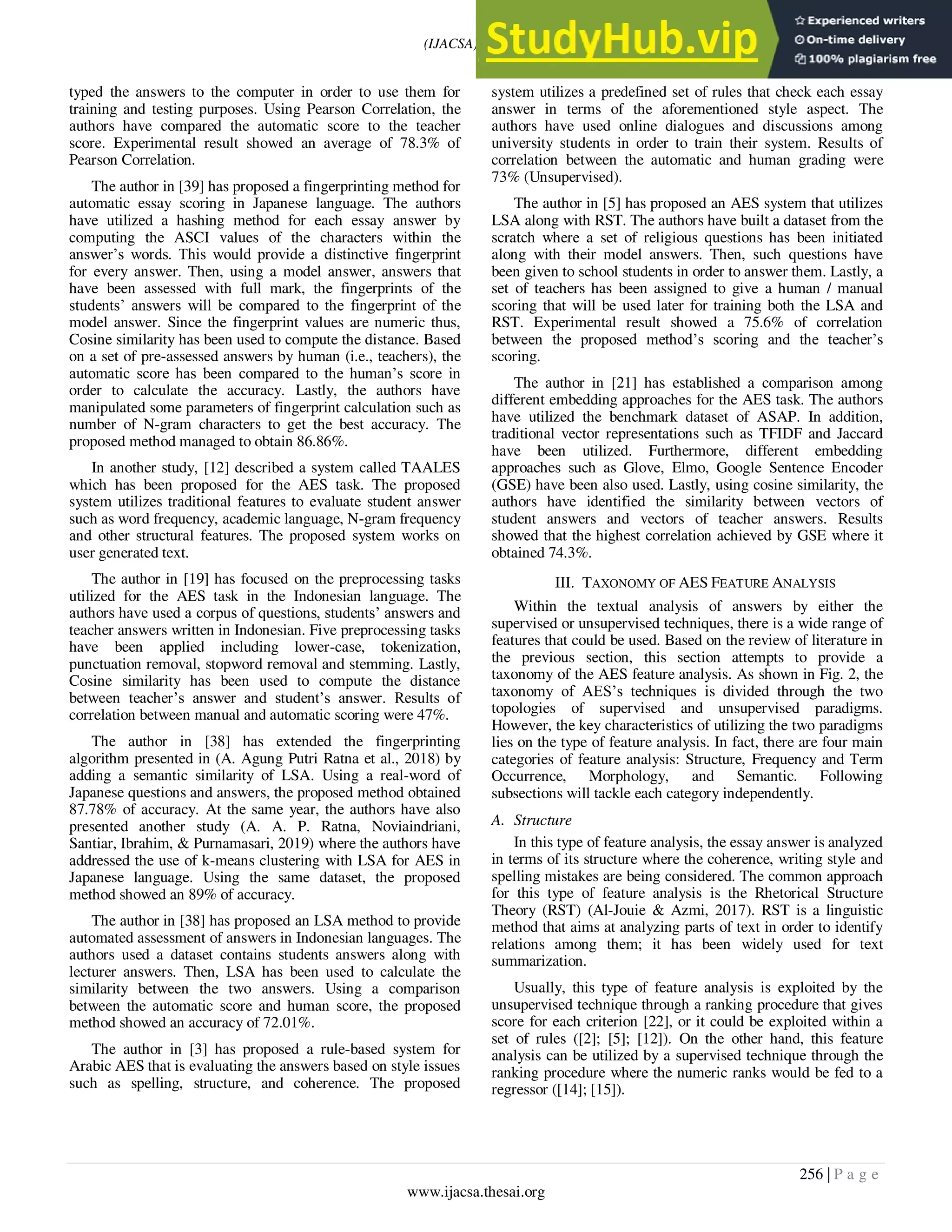 Automatic Essay Scoring A Review On The Feature Analysis Techniques | PDF