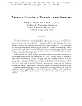 Automatic extraction of computer virus signatures | PDF