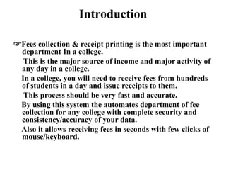 Automatic fee collection & receipt printing system | PPT