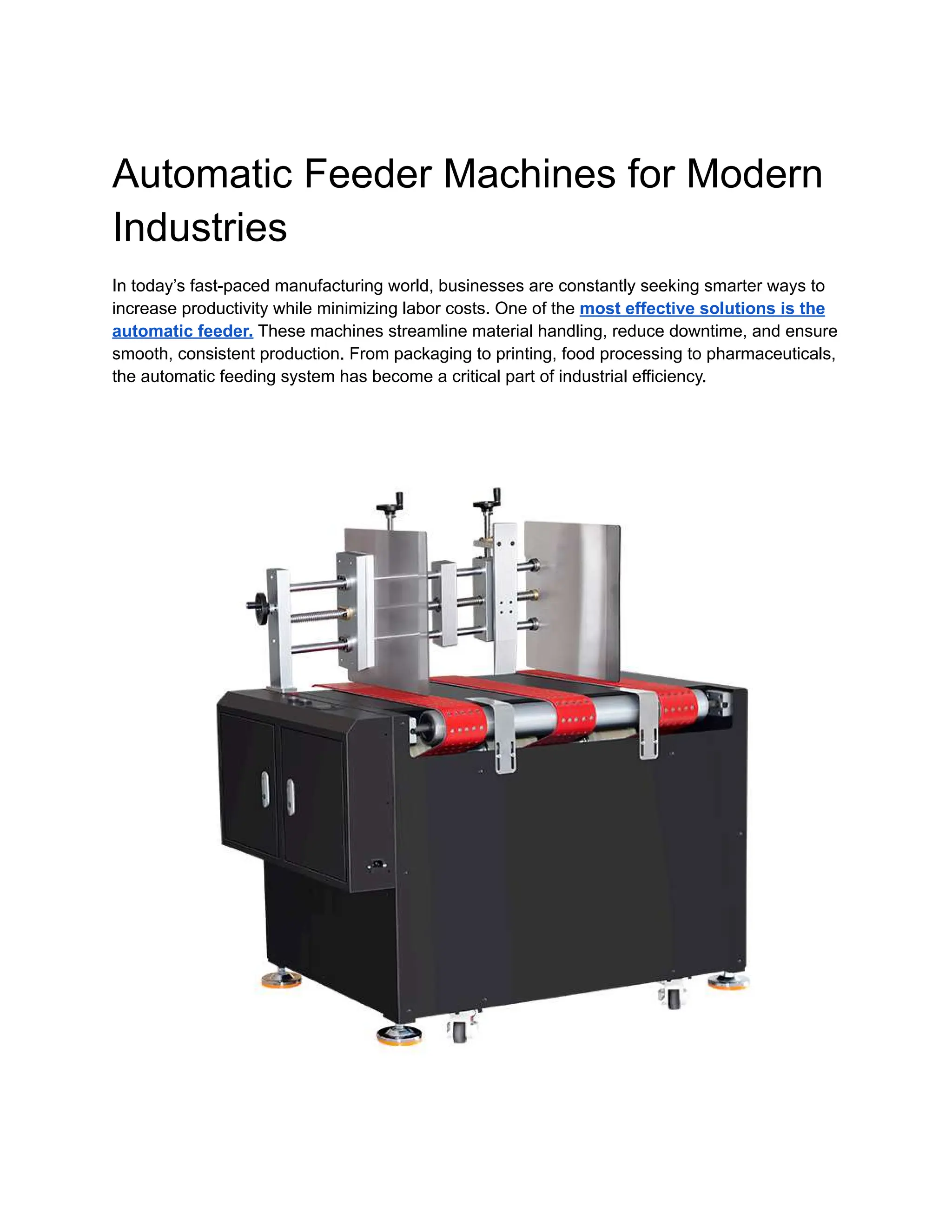 Automatic Feeder Machines for Modern Industries | PDF