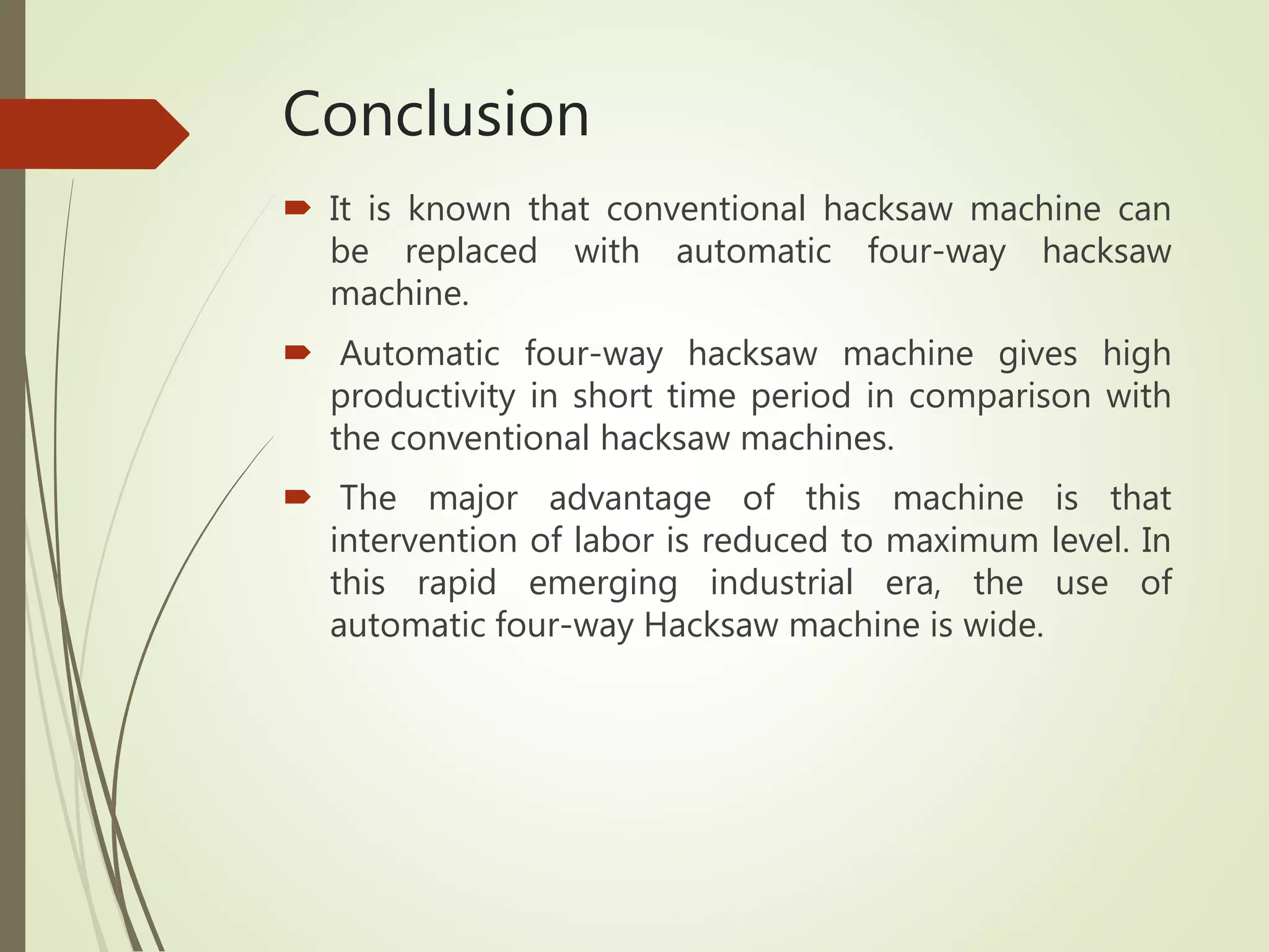 Automatic four way hacksaw machine(project) | PPTX