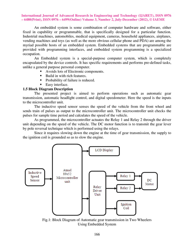 Automatic gear transmission in two wheelers using embedded system | PDF