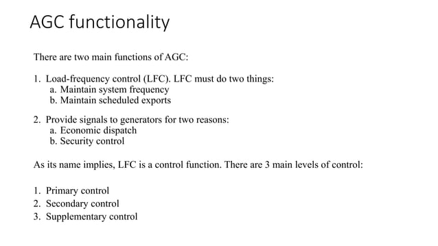 automatic generation and control for power system frequency load ...