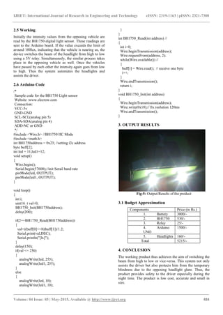 Automatic headlight beam intensity switcher | PDF