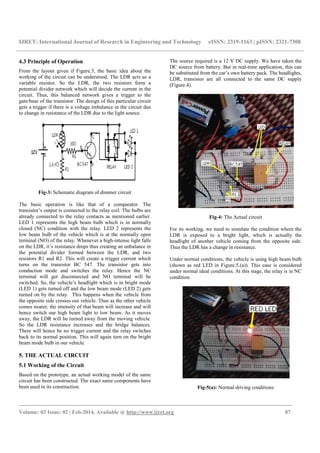 Automatic headlight dimmer a prototype for vehicles | PDF