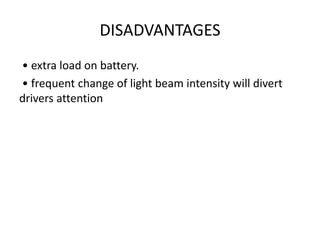 Automatic Head Light Intensity control for avoid accidents at night ...
