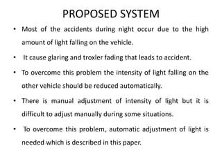 Automatic Head Light Intensity control for avoid accidents at night ...