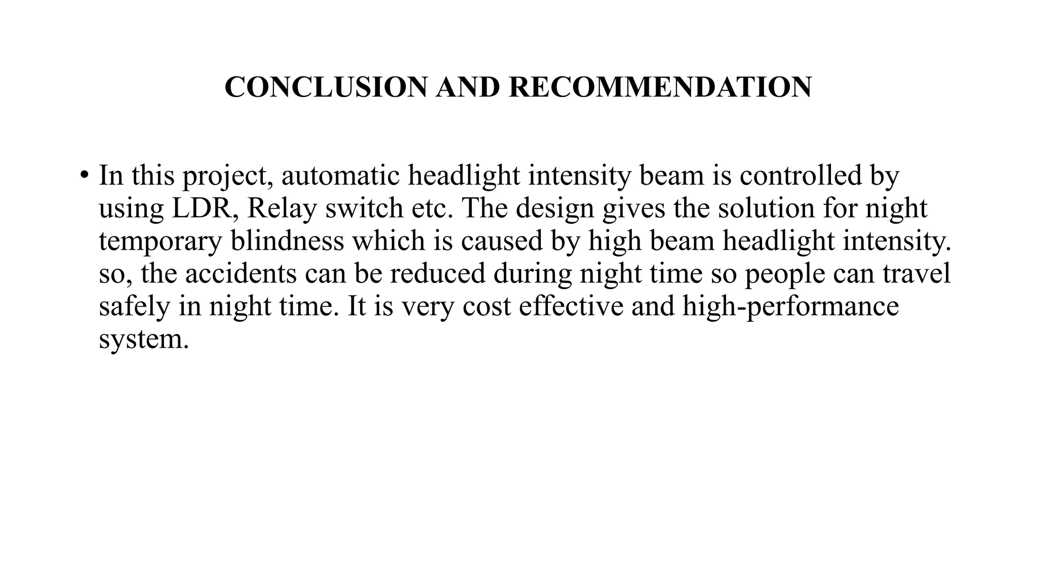Automatic headlight intensity control system | PPTX