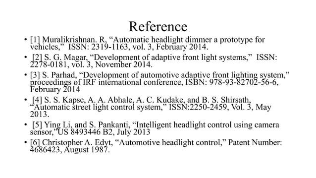 Automatic headlight intensity control system | PPTX | Auto Safety Technologies | Auto Technology